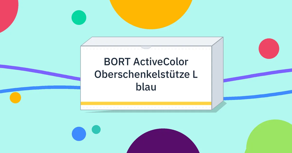 Symbolbild: Packung mit der Aufschrift BORT ActiveColor Oberschenkelstütze L blau (PZN 03169739) – Verfügbarkeit und Bezug in Apotheken in Frankfurt am Main