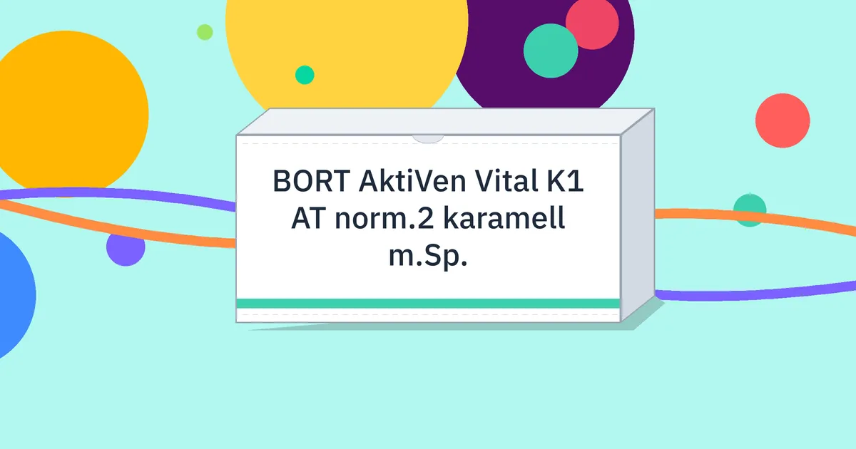 Symbolbild: Packung mit der Aufschrift BORT AktiVen Vital K1 AT norm.2 karamell m.Sp. (PZN 13737067) – Verfügbarkeit und Bezug in Apotheken in Frankfurt am Main