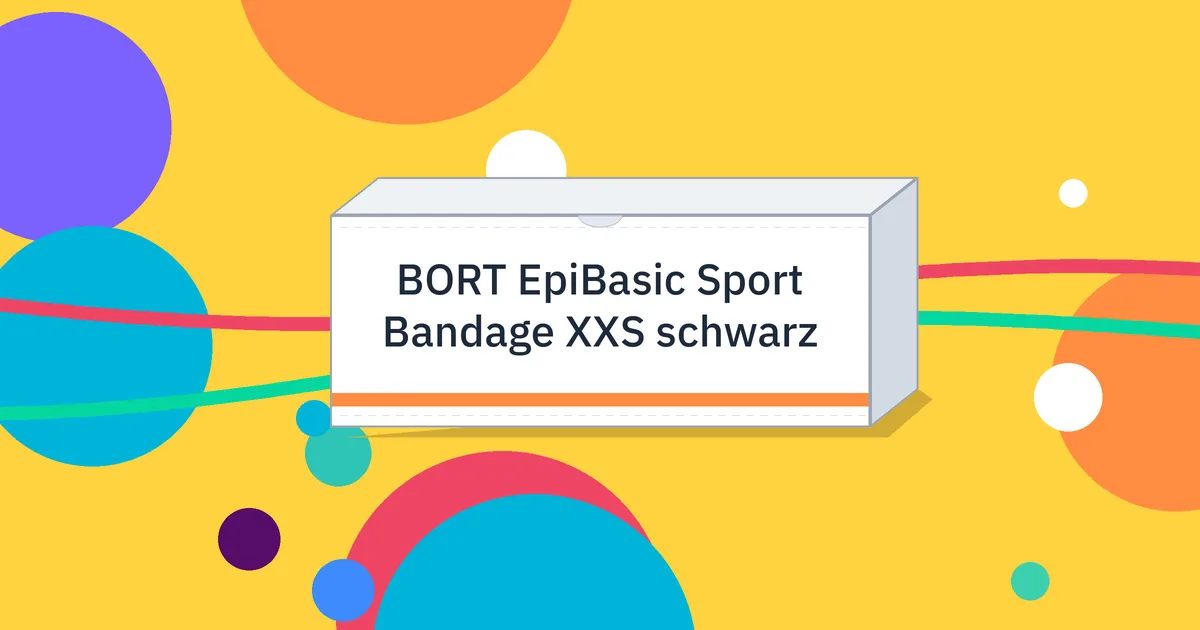 Symbolbild: Packung mit der Aufschrift BORT EpiBasic Sport Bandage XXS schwarz (PZN 09777285) – Verfügbarkeit und Bezug in Apotheken in Frankfurt am Main