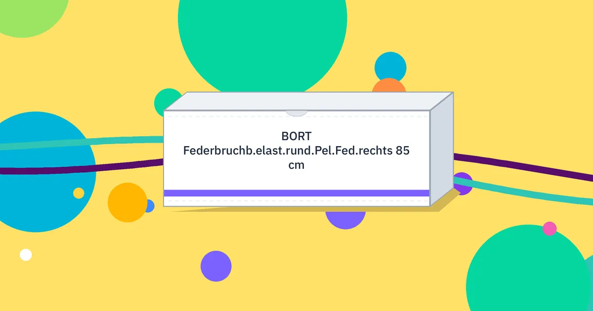 Symbolbild: Packung mit der Aufschrift BORT Federbruchb.elast.rund.Pel.Fed.rechts 85 cm (PZN 07210108) – Verfügbarkeit und Bezug in Apotheken in Frankfurt am Main