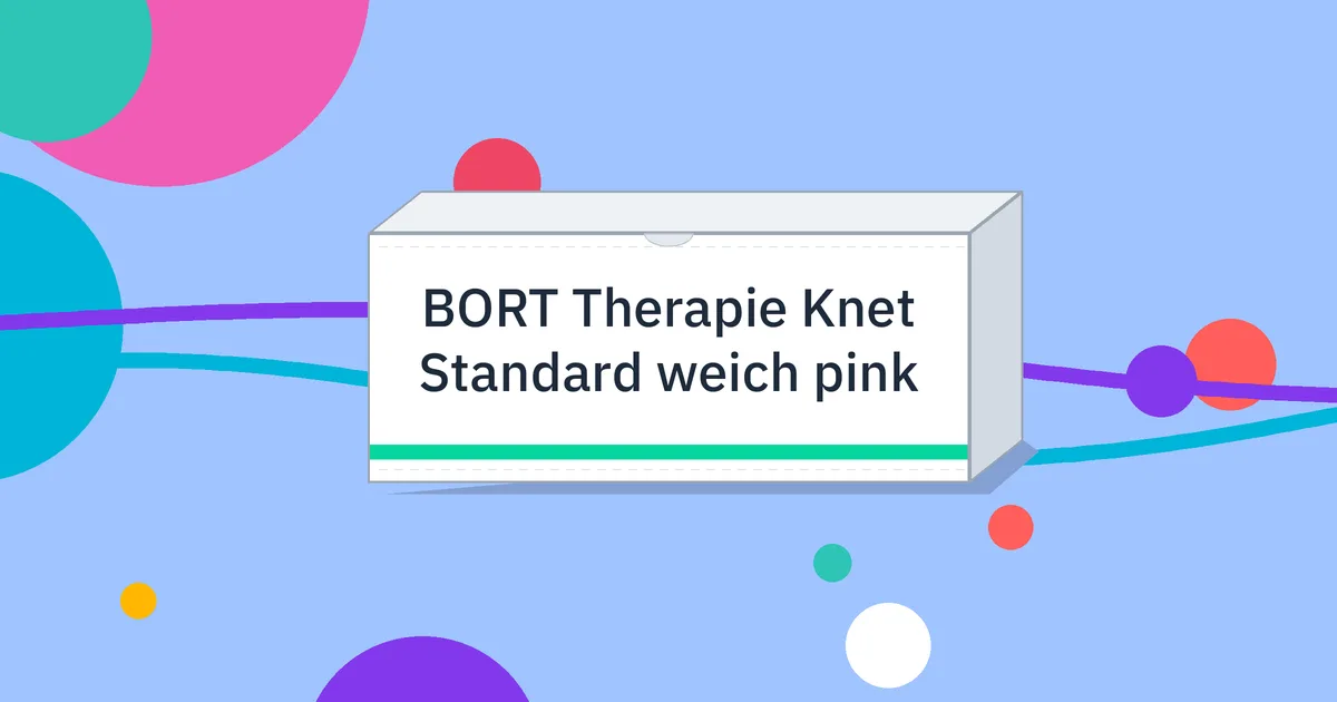Symbolbild: Packung mit der Aufschrift BORT Therapie Knet Standard weich pink (PZN 03723101) – Verfügbarkeit und Bezug in Apotheken in Frankfurt am Main