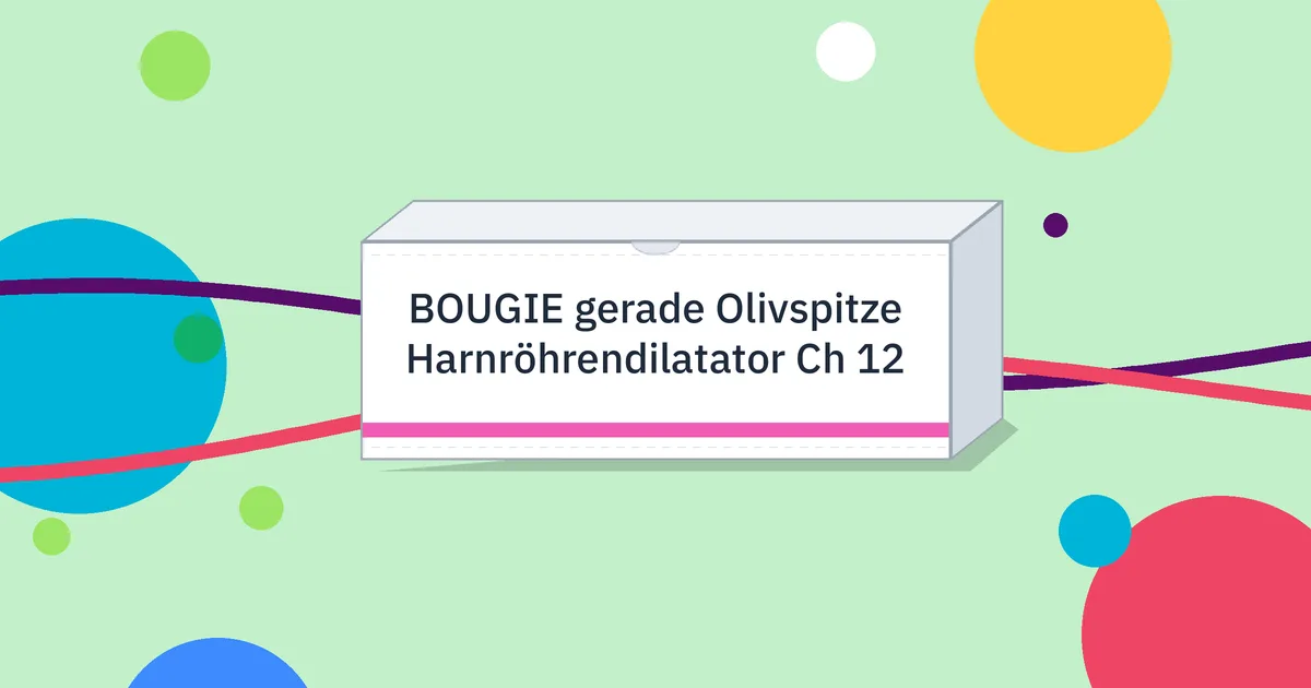 Symbolbild: Packung mit der Aufschrift BOUGIE gerade Olivspitze Harnröhrendilatator Ch 12 (PZN 17509185) – Verfügbarkeit und Bezug in Apotheken in Frankfurt am Main
