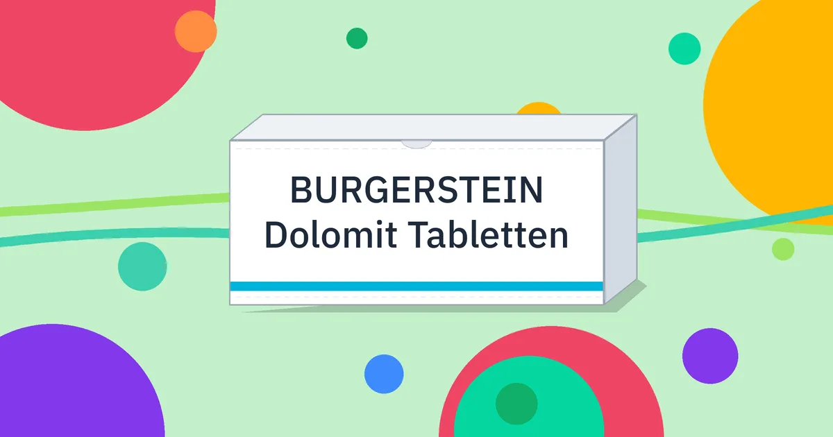 Symbolbild: Packung mit der Aufschrift BURGERSTEIN Dolomit Tabletten (PZN 19745599) – Verfügbarkeit und Bezug in Apotheken in Frankfurt am Main