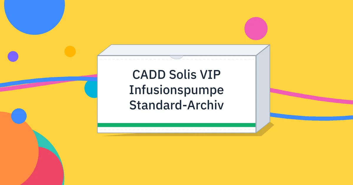 Symbolbild: Packung mit der Aufschrift CADD Solis VIP Infusionspumpe Standard-Archiv (PZN 15405955) – Verfügbarkeit und Bezug in Apotheken in Frankfurt am Main