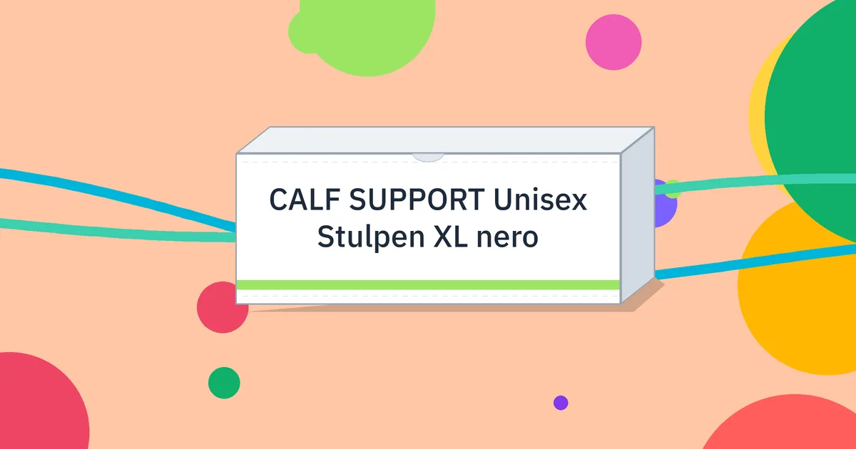 Symbolbild: Packung mit der Aufschrift CALF SUPPORT Unisex Stulpen XL nero (PZN 16195224) – Verfügbarkeit und Bezug in Apotheken in Frankfurt am Main