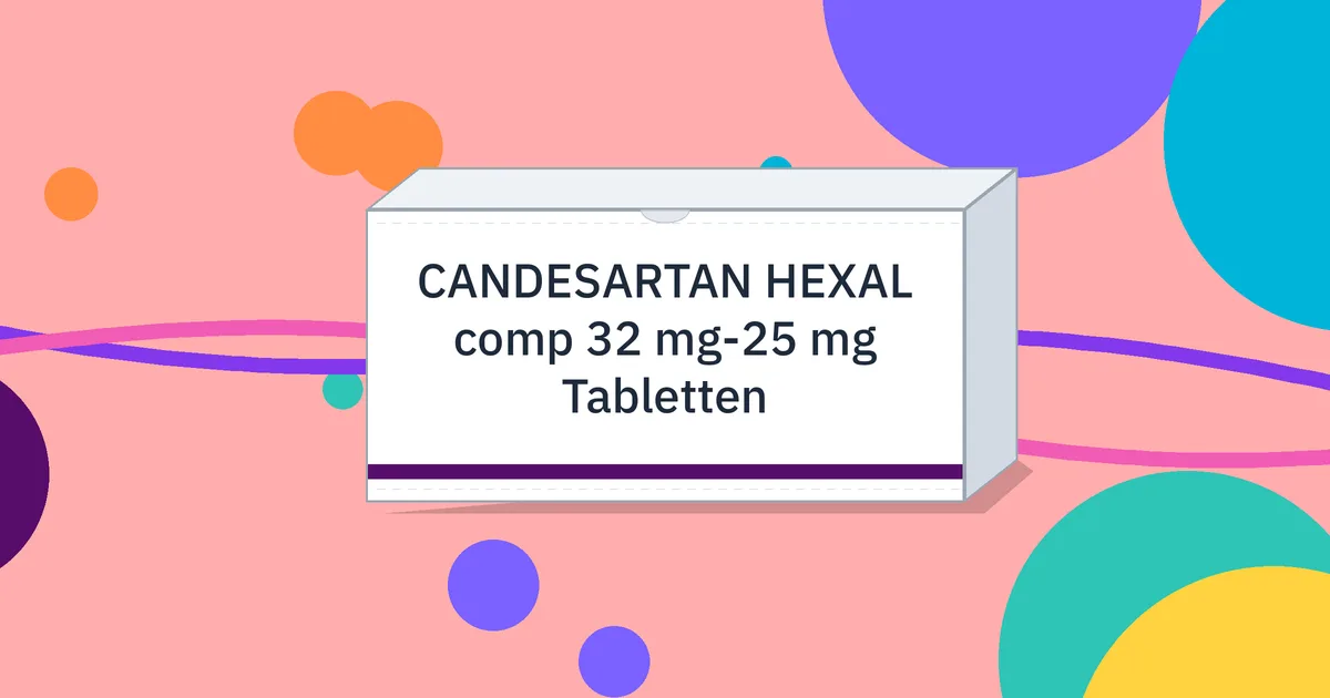 Symbolbild: Packung mit der Aufschrift CANDESARTAN HEXAL comp 32 mg-25 mg Tabletten (PZN 04713518) – Verfügbarkeit und Bezug in Apotheken in Frankfurt am Main