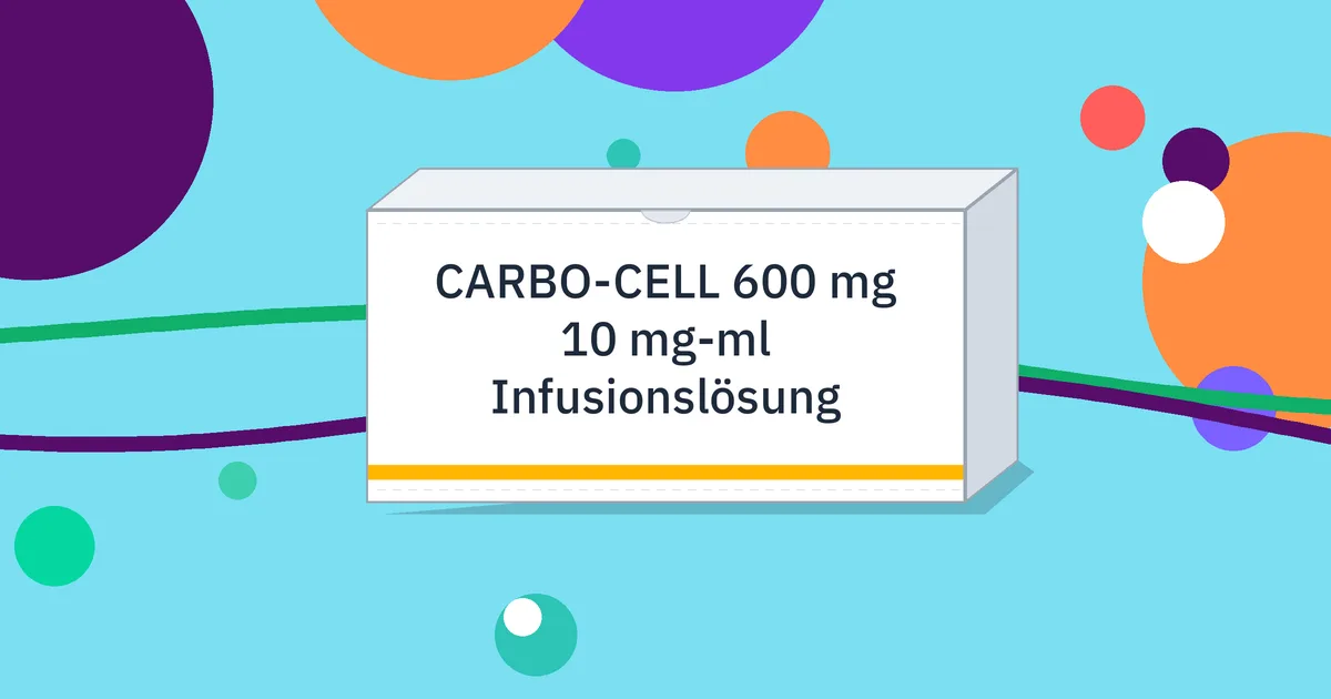 Symbolbild: Packung mit der Aufschrift CARBO-CELL 600 mg 10 mg-ml Infusionslösung (PZN 04768850) – Verfügbarkeit und Bezug in Apotheken in Frankfurt am Main