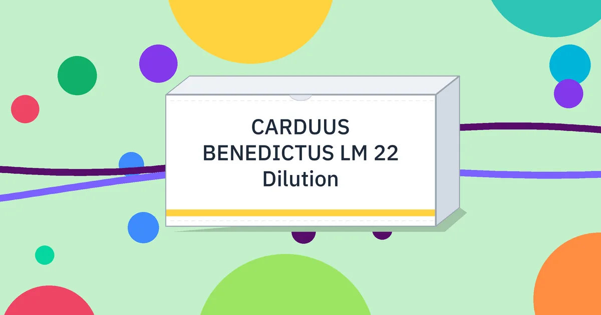 Symbolbild: Packung mit der Aufschrift CARDUUS BENEDICTUS LM 22 Dilution (PZN 13430222) – Verfügbarkeit und Bezug in Apotheken in Frankfurt am Main