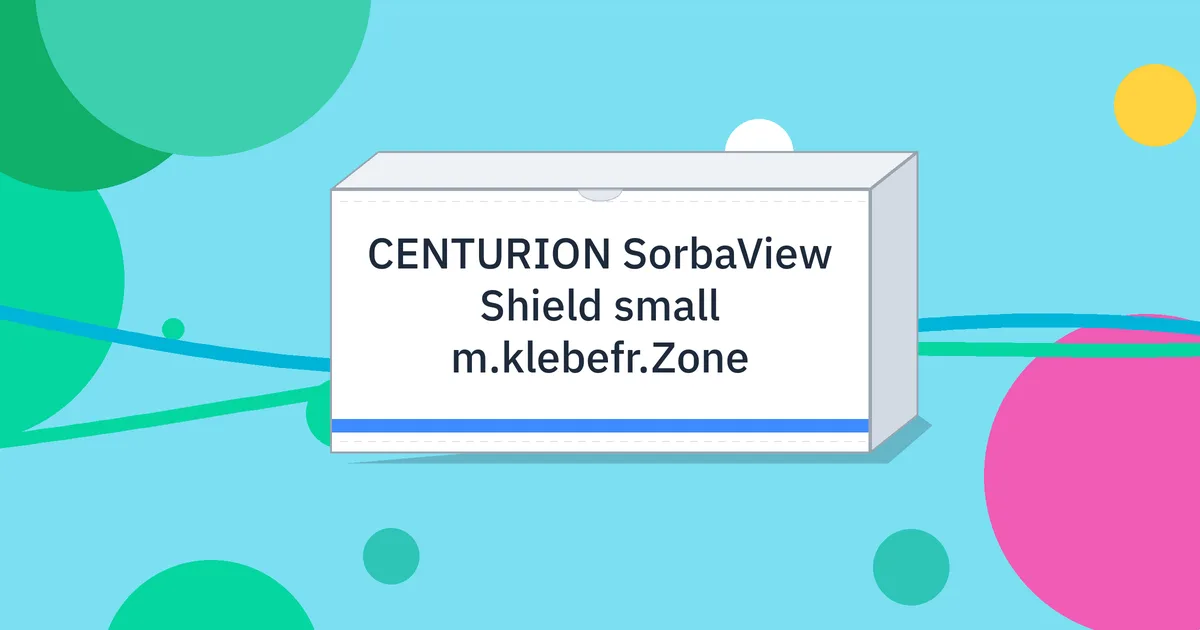 Symbolbild: Packung mit der Aufschrift CENTURION SorbaView Shield small m.klebefr.Zone (PZN 17880241) – Verfügbarkeit und Bezug in Apotheken in Frankfurt am Main