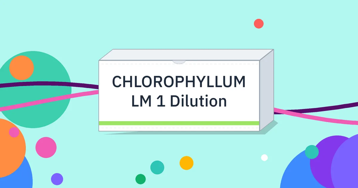 Symbolbild: Packung mit der Aufschrift CHLOROPHYLLUM LM 1 Dilution (PZN 13444879) – Verfügbarkeit und Bezug in Apotheken in Frankfurt am Main