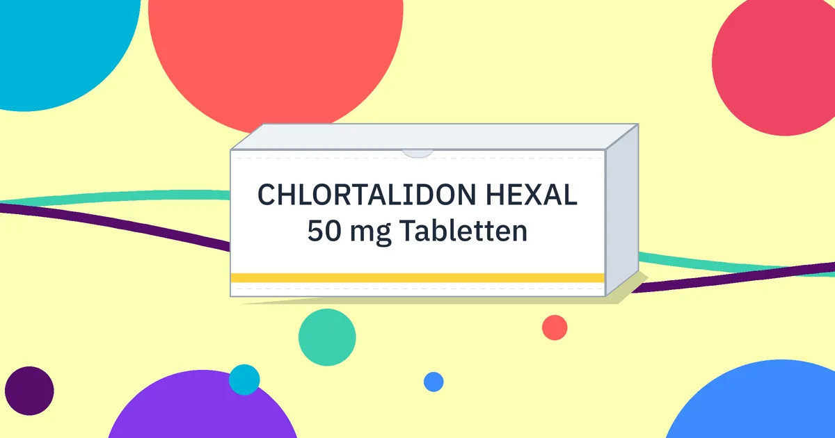 Symbolbild: Packung mit der Aufschrift CHLORTALIDON HEXAL 50 mg Tabletten (PZN 17848071) – Verfügbarkeit und Bezug in Apotheken in Frankfurt am Main