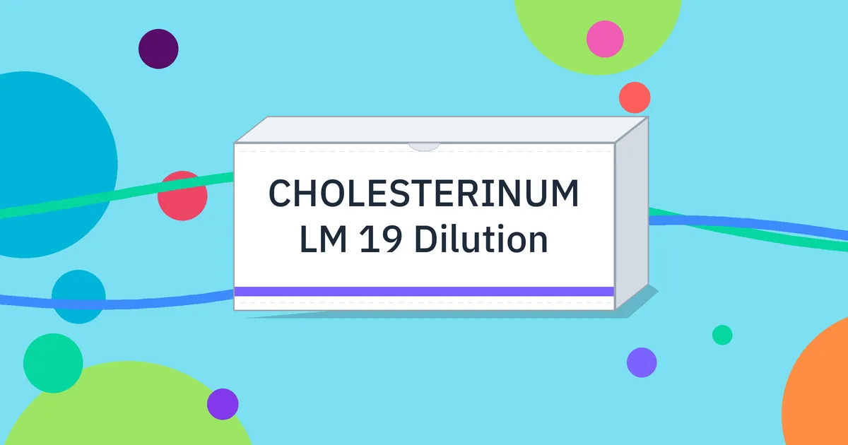 Symbolbild: Packung mit der Aufschrift CHOLESTERINUM LM 19 Dilution (PZN 12817410) – Verfügbarkeit und Bezug in Apotheken in Frankfurt am Main