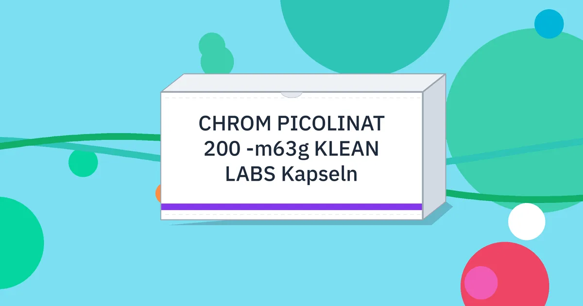 Symbolbild: Packung mit der Aufschrift CHROM PICOLINAT 200 -m63g KLEAN LABS Kapseln (PZN 18244872) – Verfügbarkeit und Bezug in Apotheken in Frankfurt am Main