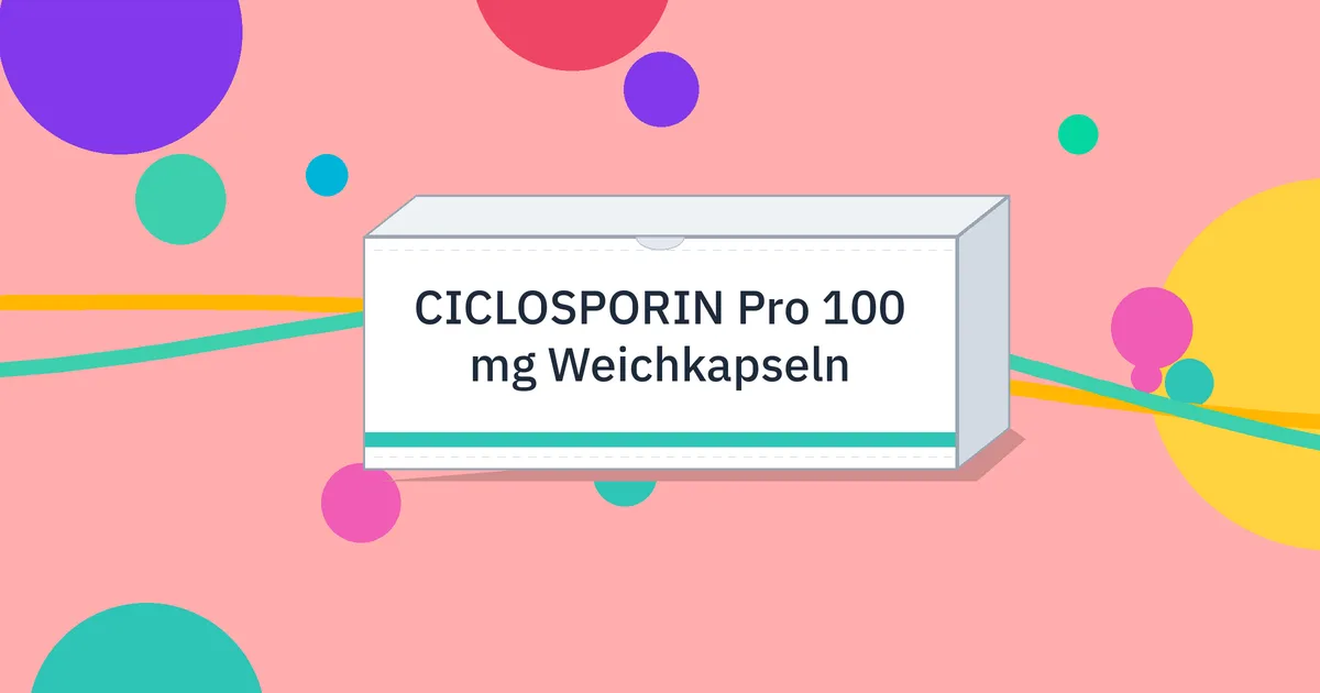 Symbolbild: Packung mit der Aufschrift CICLOSPORIN Pro 100 mg Weichkapseln (PZN 19264902) – Verfügbarkeit und Bezug in Apotheken in Frankfurt am Main