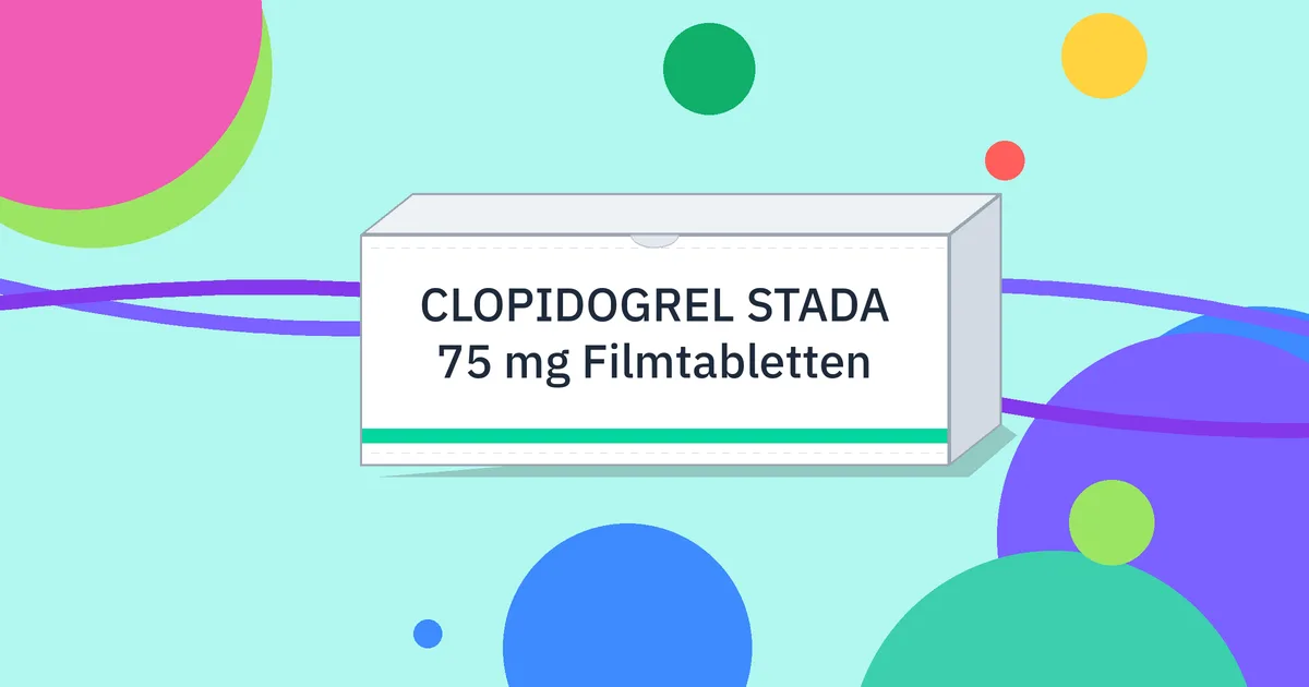 Symbolbild: Packung mit der Aufschrift CLOPIDOGREL STADA 75 mg Filmtabletten (PZN 11351257) – Verfügbarkeit und Bezug in Apotheken in Frankfurt am Main
