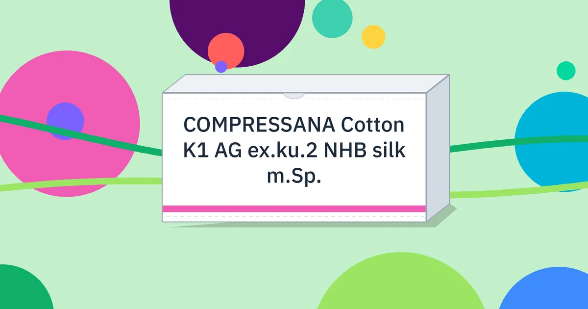 Symbolbild: Packung mit der Aufschrift COMPRESSANA Cotton K1 AG ex.ku.2 NHB silk m.Sp. (PZN 11395042) – Verfügbarkeit und Bezug in Apotheken in Frankfurt am Main