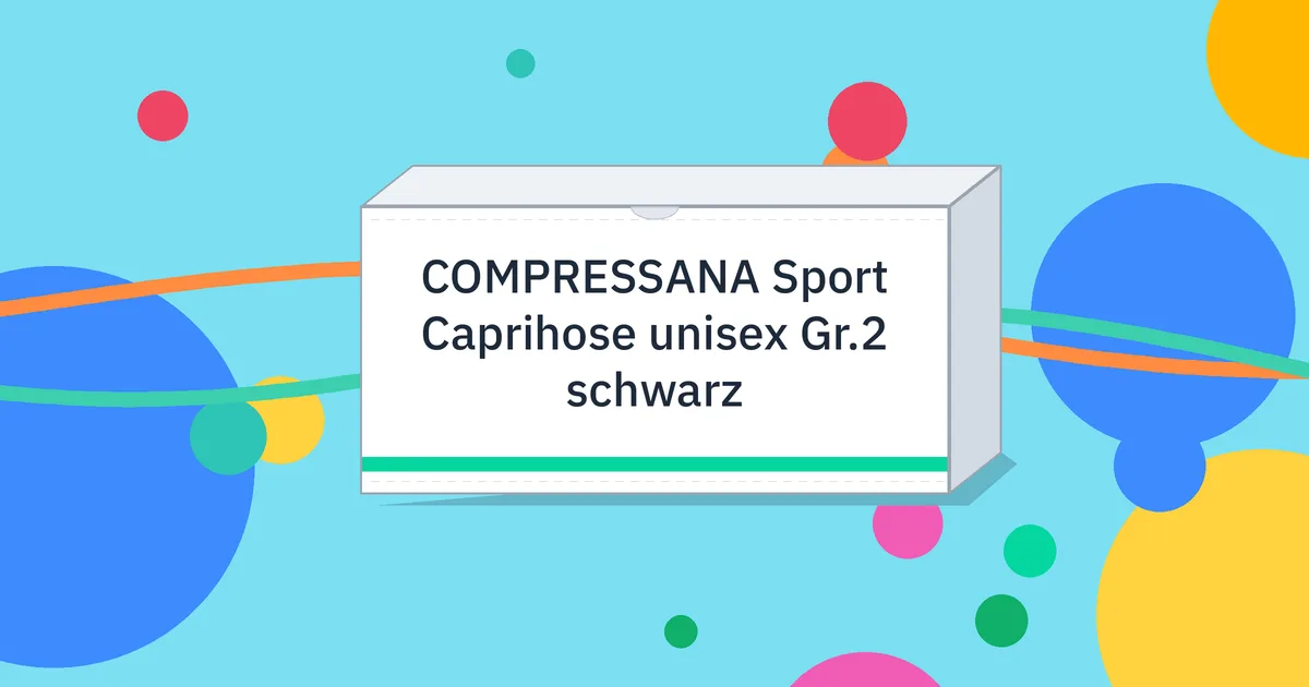 Symbolbild: Packung mit der Aufschrift COMPRESSANA Sport Caprihose unisex Gr.2 schwarz (PZN 18790215) – Verfügbarkeit und Bezug in Apotheken in Frankfurt am Main