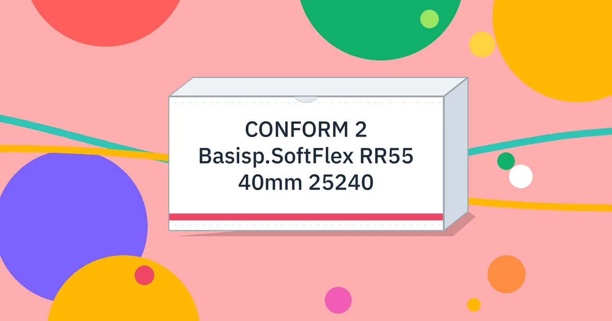 Symbolbild: Packung mit der Aufschrift CONFORM 2 Basisp.SoftFlex RR55 40mm 25240 (PZN 00915202) – Verfügbarkeit und Bezug in Apotheken in Frankfurt am Main