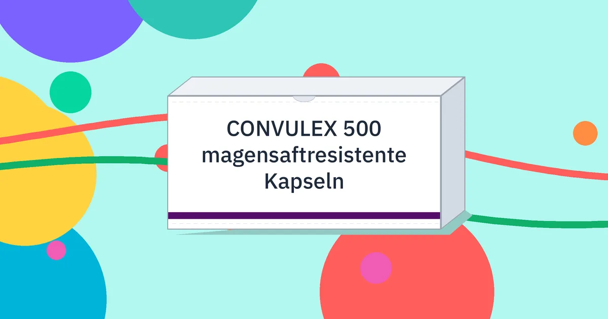 Symbolbild: Packung mit der Aufschrift CONVULEX 500 magensaftresistente Kapseln (PZN 04220632) – Verfügbarkeit und Bezug in Apotheken in Frankfurt am Main