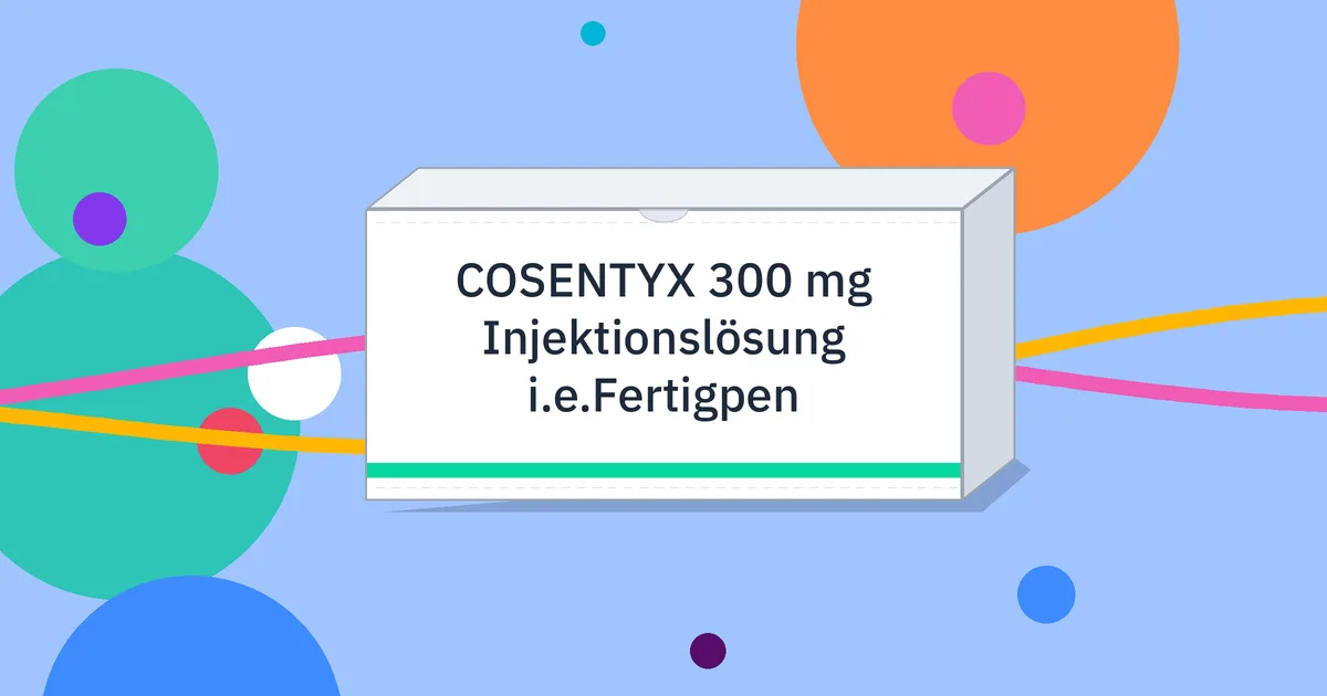 Symbolbild: Packung mit der Aufschrift COSENTYX 300 mg Injektionslösung i.e.Fertigpen (PZN 17587995) – Verfügbarkeit und Bezug in Apotheken in Frankfurt am Main
