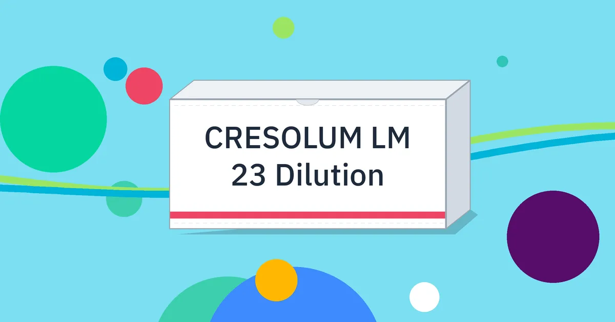 Symbolbild: Packung mit der Aufschrift CRESOLUM LM 23 Dilution (PZN 13456457) – Verfügbarkeit und Bezug in Apotheken in Frankfurt am Main