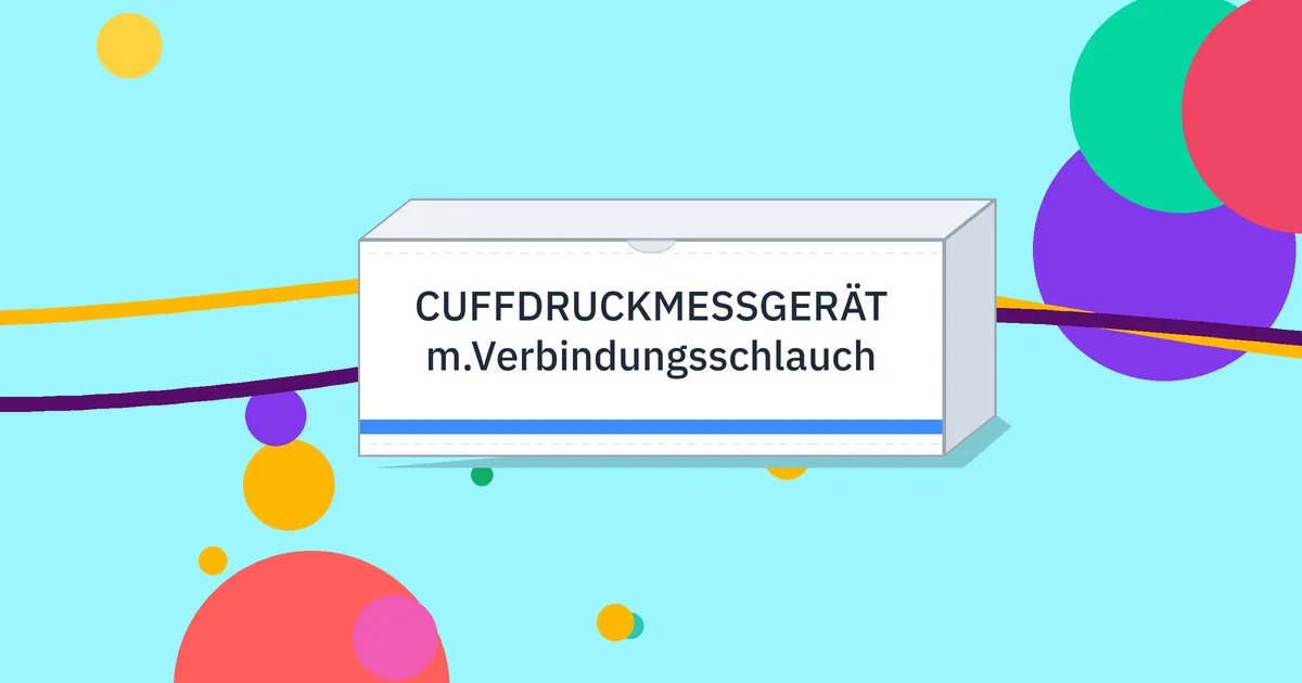 Symbolbild: Packung mit der Aufschrift CUFFDRUCKMESSGERÄT m.Verbindungsschlauch (PZN 11118868) – Verfügbarkeit und Bezug in Apotheken in Frankfurt am Main