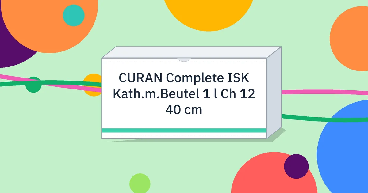 Symbolbild: Packung mit der Aufschrift CURAN Complete ISK Kath.m.Beutel 1 l Ch 12 40 cm (PZN 19341933) – Verfügbarkeit und Bezug in Apotheken in Frankfurt am Main