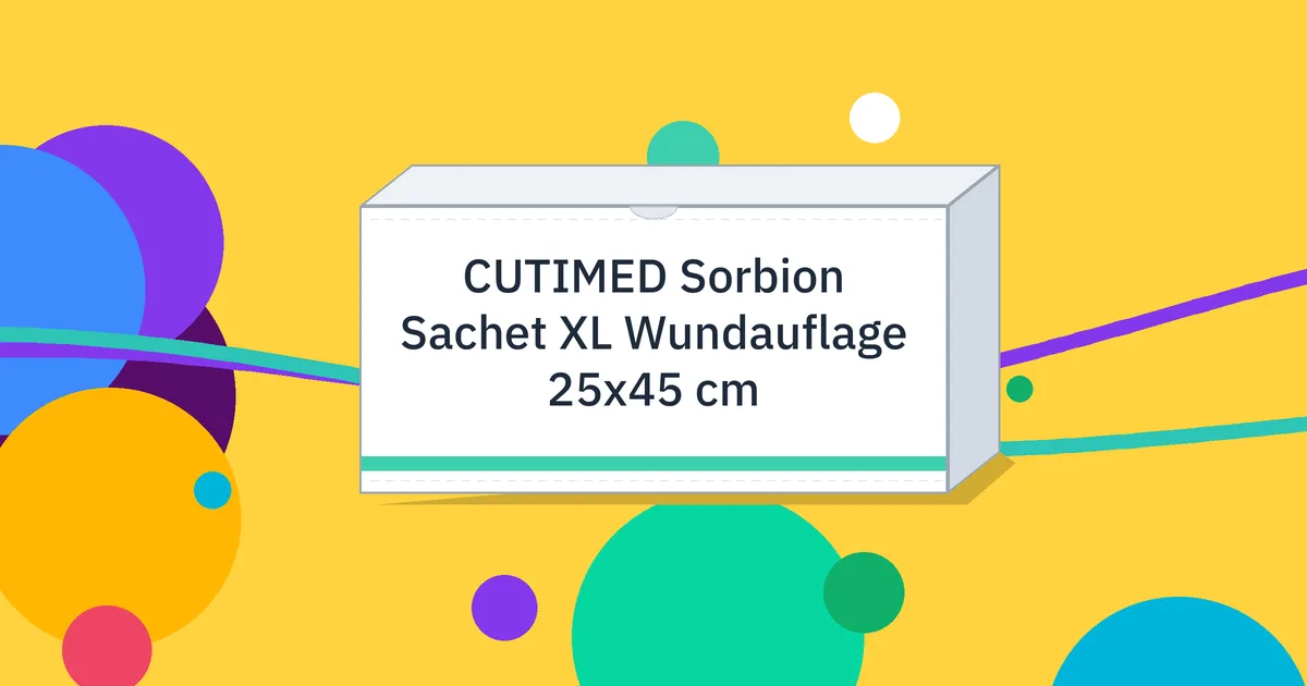 Symbolbild: Packung mit der Aufschrift CUTIMED Sorbion Sachet XL Wundauflage 25x45 cm (PZN 18059407) – Verfügbarkeit und Bezug in Apotheken in Frankfurt am Main