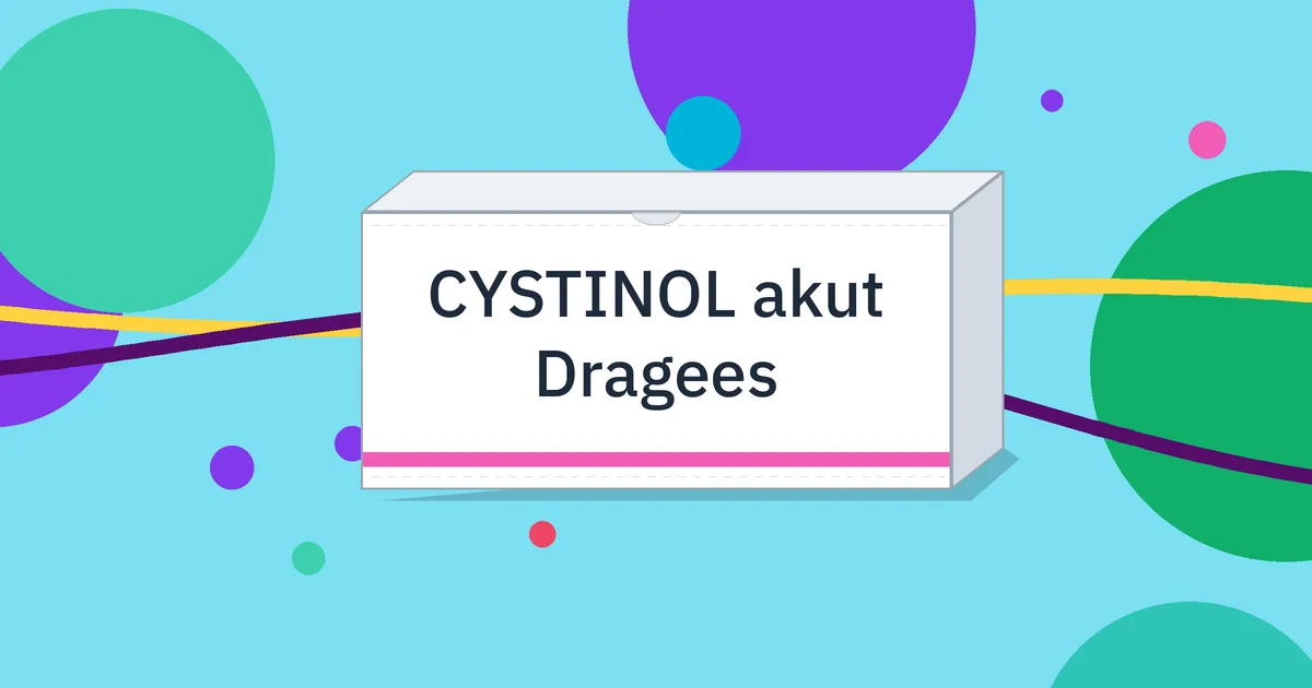 Symbolbild: Packung mit der Aufschrift CYSTINOL akut Dragees (PZN 07126744) – Verfügbarkeit und Bezug in Apotheken in Frankfurt am Main