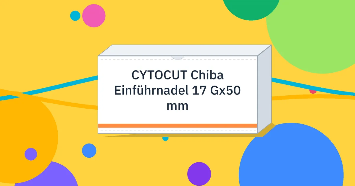 Symbolbild: Packung mit der Aufschrift CYTOCUT Chiba Einführnadel 17 Gx50 mm (PZN 16919024) – Verfügbarkeit und Bezug in Apotheken in Frankfurt am Main