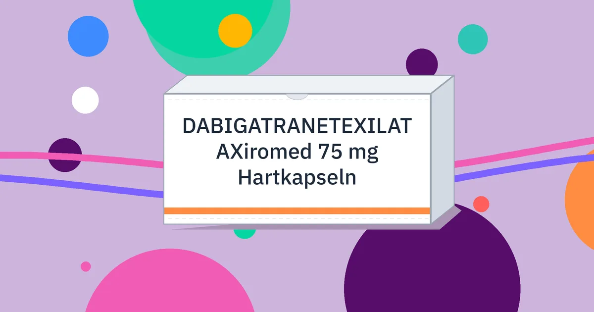 Symbolbild: Packung mit der Aufschrift DABIGATRANETEXILAT AXiromed 75 mg Hartkapseln (PZN 19727791) – Verfügbarkeit und Bezug in Apotheken in Frankfurt am Main