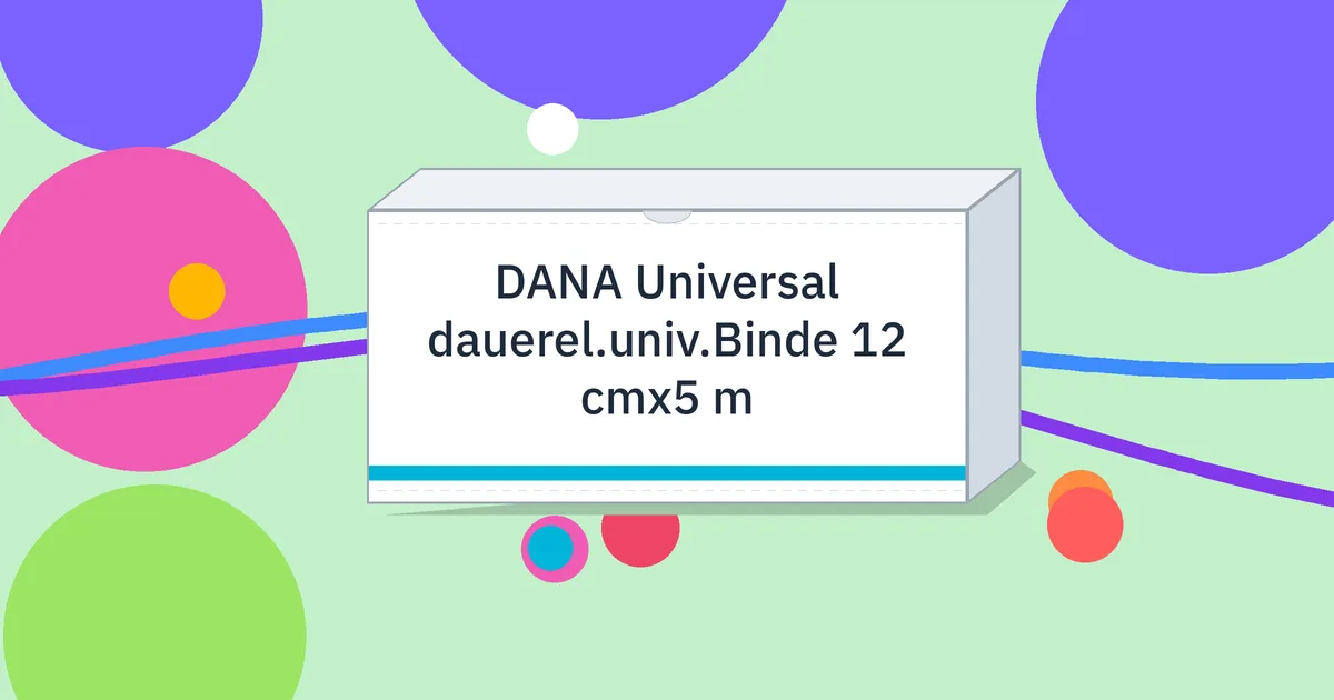 Symbolbild: Packung mit der Aufschrift DANA Universal dauerel.univ.Binde 12 cmx5 m (PZN 20810669) – Verfügbarkeit und Bezug in Apotheken in Frankfurt am Main