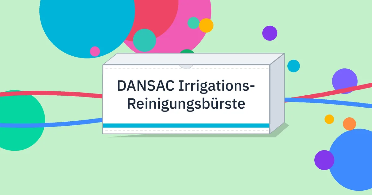Symbolbild: Packung mit der Aufschrift DANSAC Irrigations-Reinigungsbürste (PZN 06340547) – Verfügbarkeit und Bezug in Apotheken in Frankfurt am Main