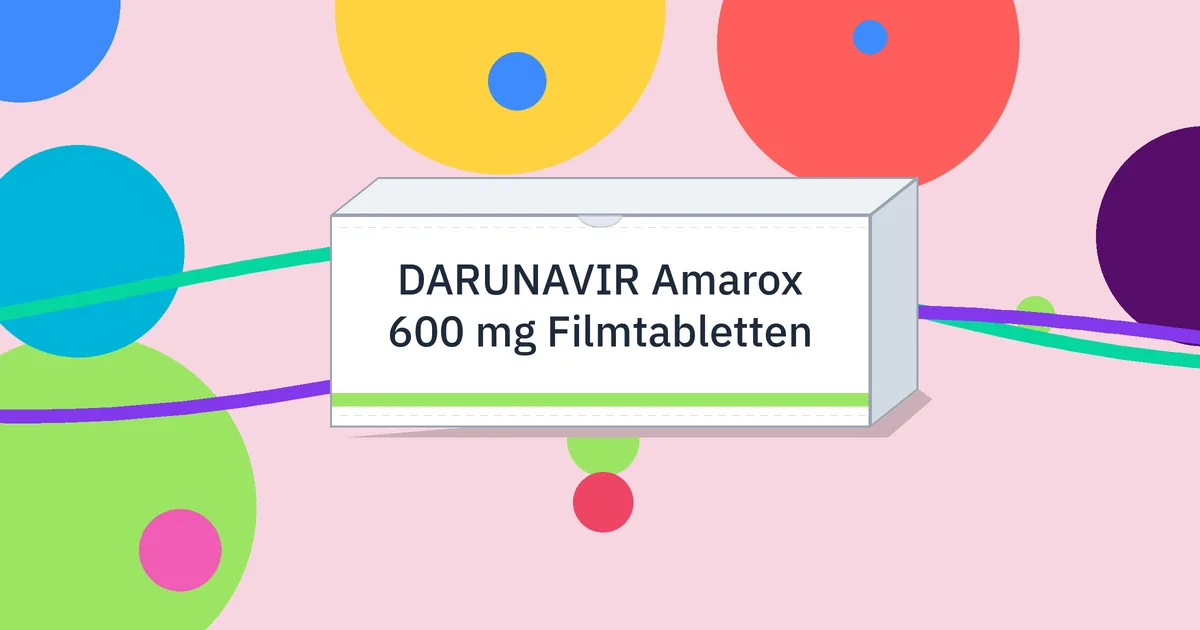 Symbolbild: Packung mit der Aufschrift DARUNAVIR Amarox 600 mg Filmtabletten (PZN 17201375) – Verfügbarkeit und Bezug in Apotheken in Frankfurt am Main