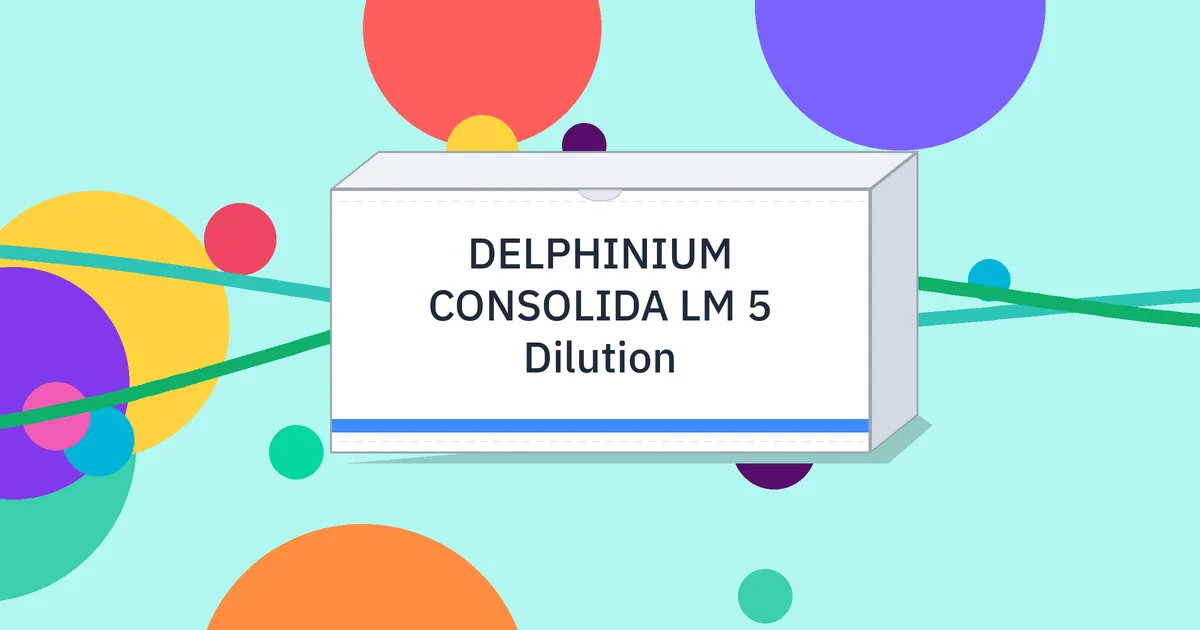 Symbolbild: Packung mit der Aufschrift DELPHINIUM CONSOLIDA LM 5 Dilution (PZN 13463210) – Verfügbarkeit und Bezug in Apotheken in Frankfurt am Main