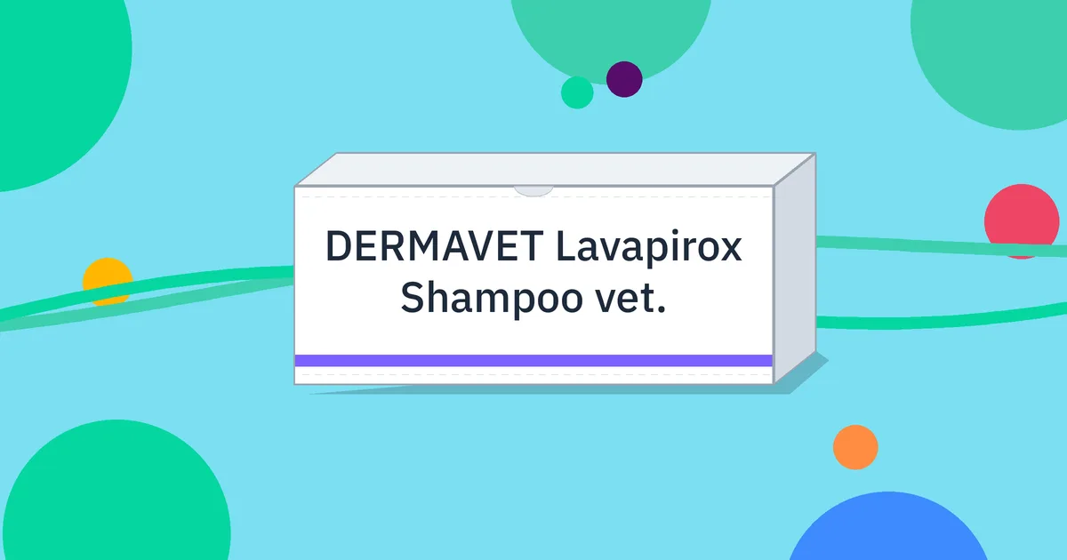 Symbolbild: Packung mit der Aufschrift DERMAVET Lavapirox Shampoo vet. (PZN 18889712) – Verfügbarkeit und Bezug in Apotheken in Frankfurt am Main