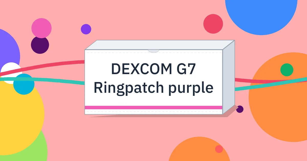 Symbolbild: Packung mit der Aufschrift DEXCOM G7 Ringpatch purple (PZN 19865889) – Verfügbarkeit und Bezug in Apotheken in Frankfurt am Main