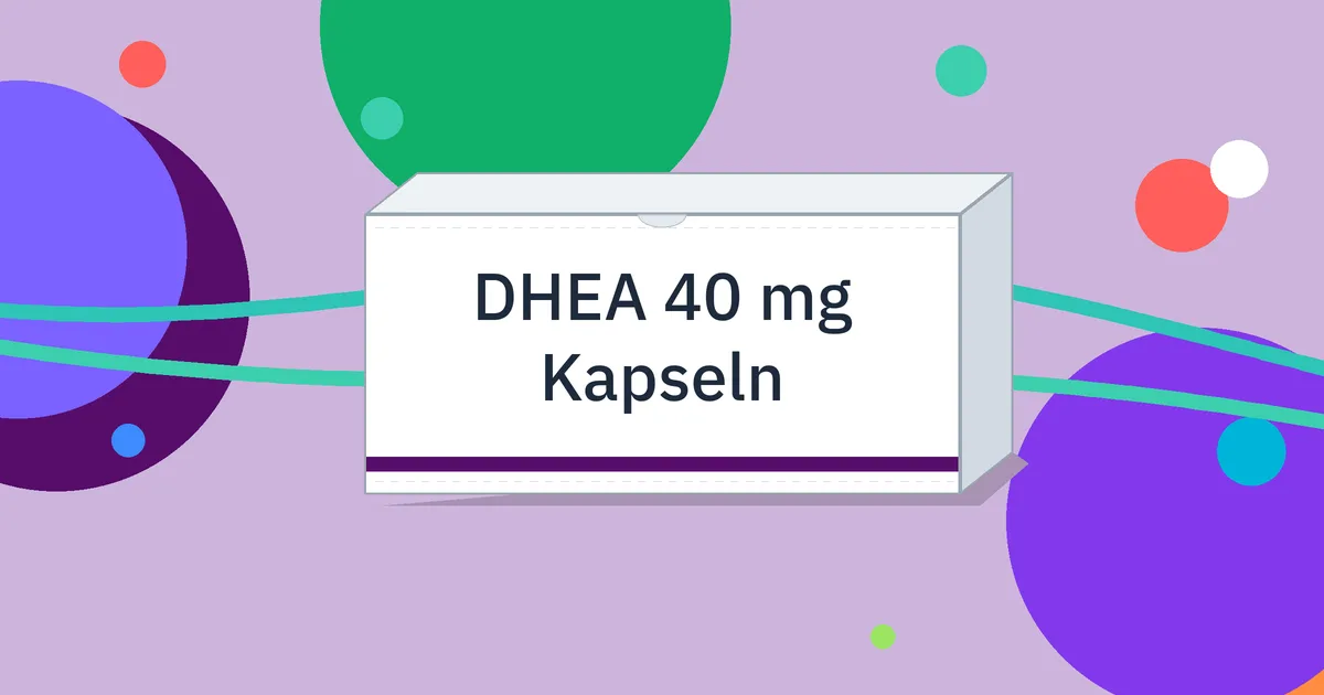 Symbolbild: Packung mit der Aufschrift DHEA 40 mg Kapseln (PZN 18718169) – Verfügbarkeit und Bezug in Apotheken in Frankfurt am Main