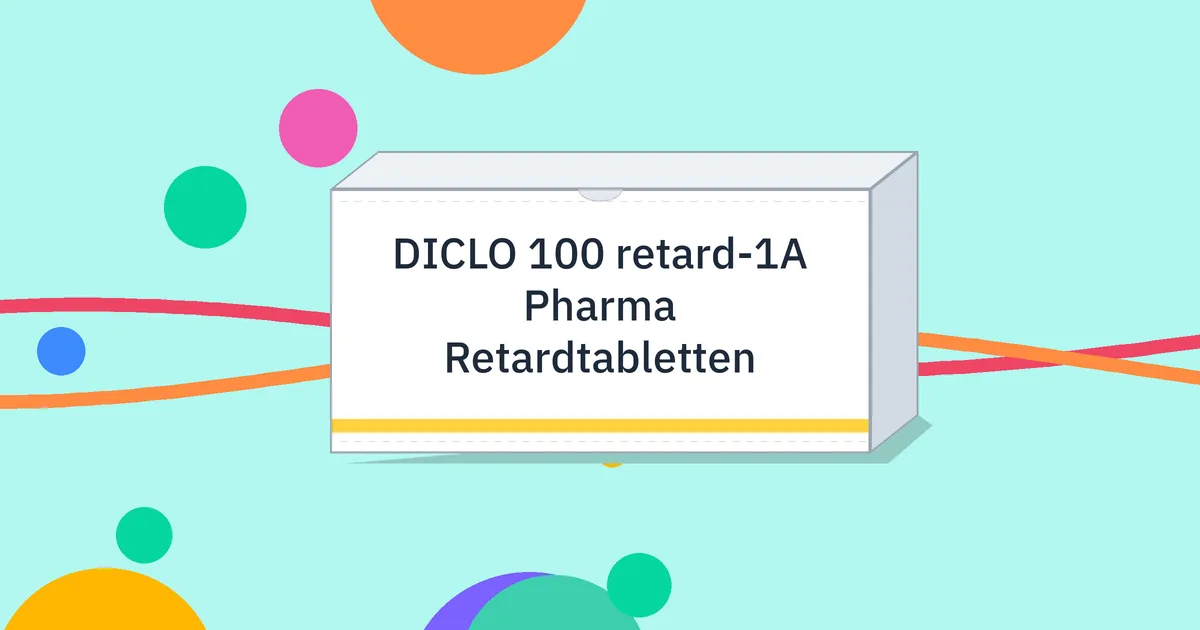 Symbolbild: Packung mit der Aufschrift DICLO 100 retard-1A Pharma Retardtabletten (PZN 08533693) – Verfügbarkeit und Bezug in Apotheken in Frankfurt am Main