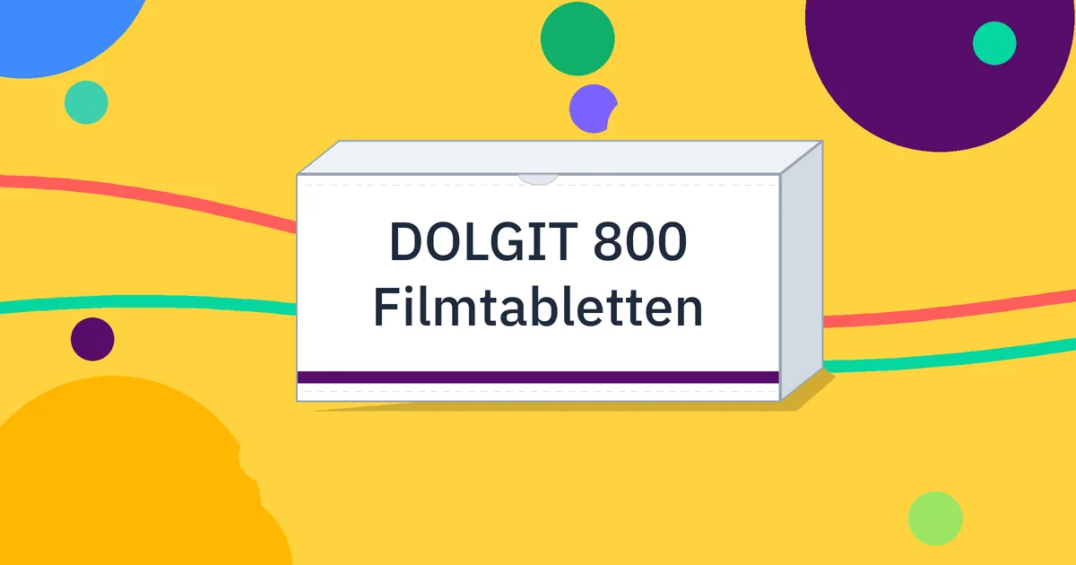 Symbolbild: Packung mit der Aufschrift DOLGIT 800 Filmtabletten (PZN 03834728) – Verfügbarkeit und Bezug in Apotheken in Frankfurt am Main