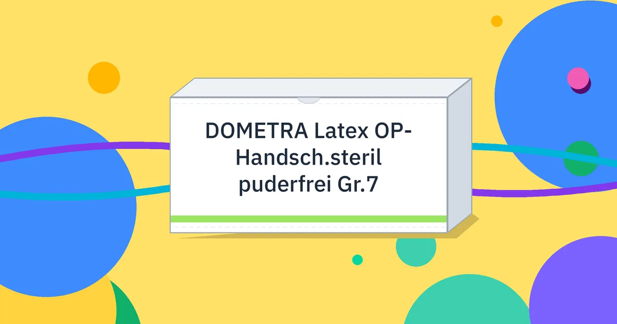 Symbolbild: Packung mit der Aufschrift DOMETRA Latex OP-Handsch.steril puderfrei Gr.7 (PZN 19477609) – Verfügbarkeit und Bezug in Apotheken in Frankfurt am Main