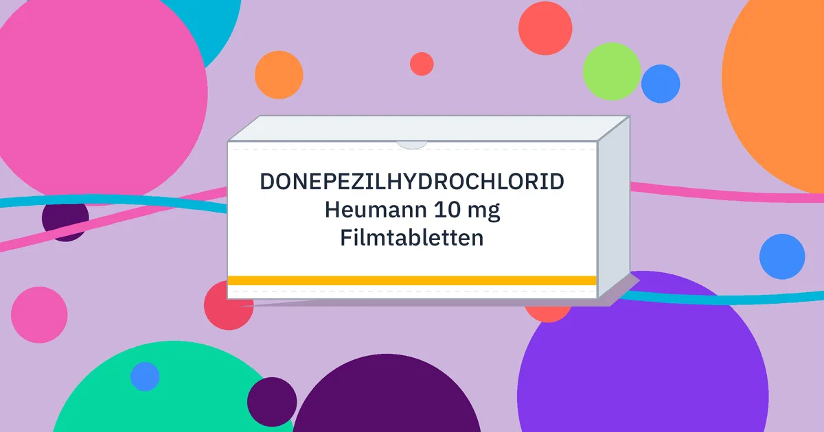 Symbolbild: Packung mit der Aufschrift DONEPEZILHYDROCHLORID Heumann 10 mg Filmtabletten (PZN 08850198) – Verfügbarkeit und Bezug in Apotheken in Frankfurt am Main