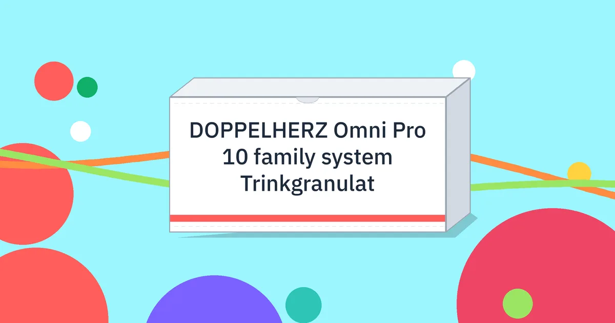 Symbolbild: Packung mit der Aufschrift DOPPELHERZ Omni Pro 10 family system Trinkgranulat (PZN 19908883) – Verfügbarkeit und Bezug in Apotheken in Frankfurt am Main