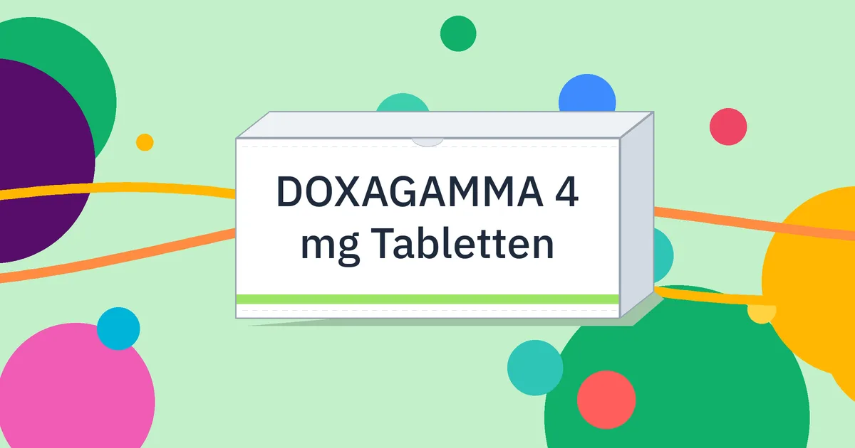 Symbolbild: Packung mit der Aufschrift DOXAGAMMA 4 mg Tabletten (PZN 00947366) – Verfügbarkeit und Bezug in Apotheken in Frankfurt am Main