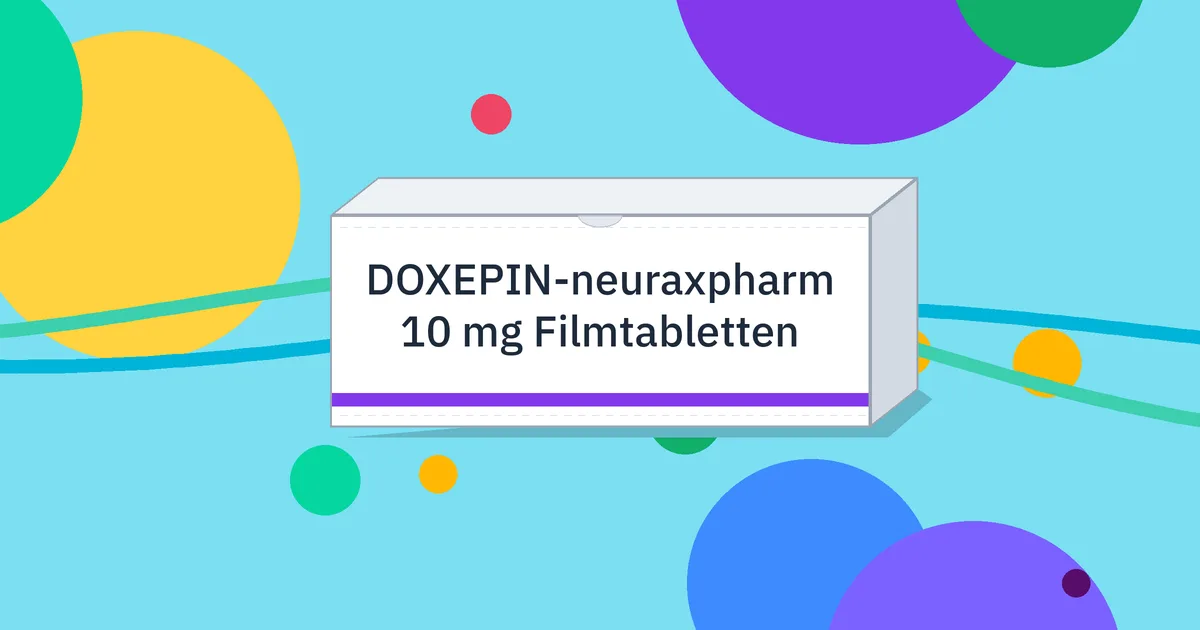 Symbolbild: Packung mit der Aufschrift DOXEPIN-neuraxpharm 10 mg Filmtabletten (PZN 02458217) – Verfügbarkeit und Bezug in Apotheken in Frankfurt am Main