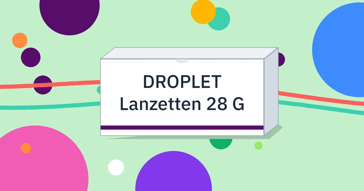 Symbolbild: Packung mit der Aufschrift DROPLET Lanzetten 28 G (PZN 13900886) – Verfügbarkeit und Bezug in Apotheken in Frankfurt am Main