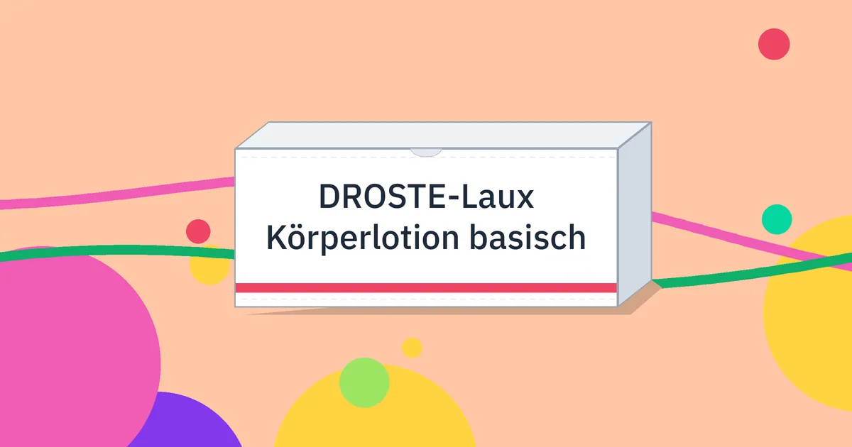 Symbolbild: Packung mit der Aufschrift DROSTE-Laux Körperlotion basisch (PZN 01900378) – Verfügbarkeit und Bezug in Apotheken in Frankfurt am Main