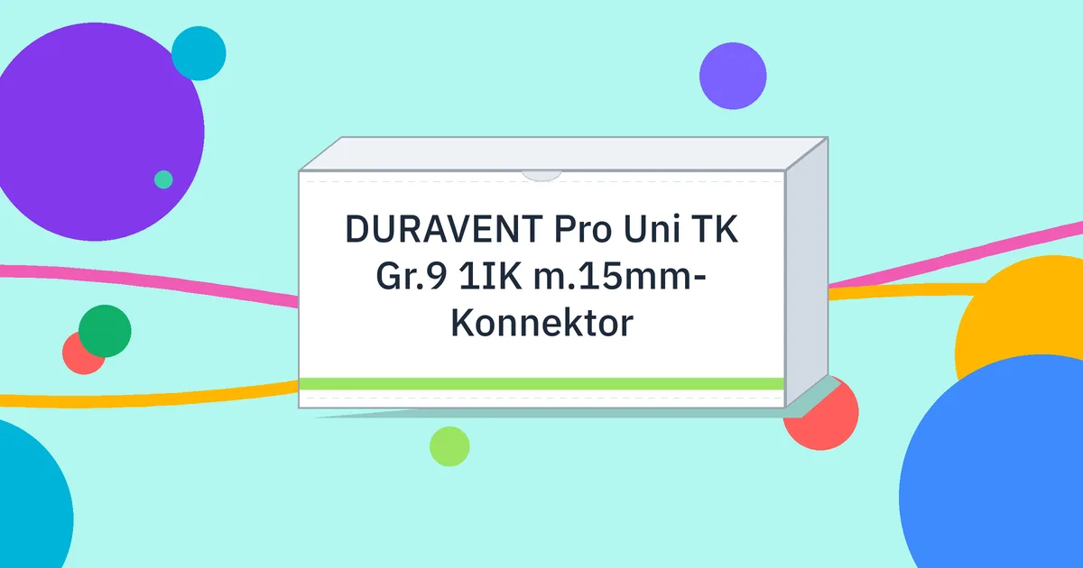 Symbolbild: Packung mit der Aufschrift DURAVENT Pro Uni TK Gr.9 1IK m.15mm-Konnektor (PZN 19242504) – Verfügbarkeit und Bezug in Apotheken in Frankfurt am Main