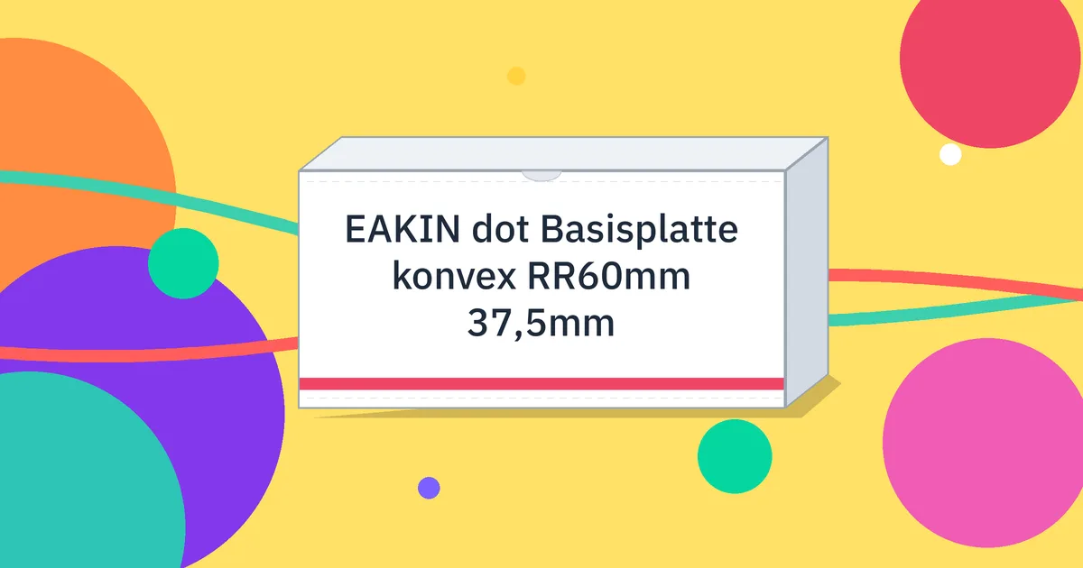 Symbolbild: Packung mit der Aufschrift EAKIN dot Basisplatte konvex RR60mm 37,5mm (PZN 19530172) – Verfügbarkeit und Bezug in Apotheken in Frankfurt am Main