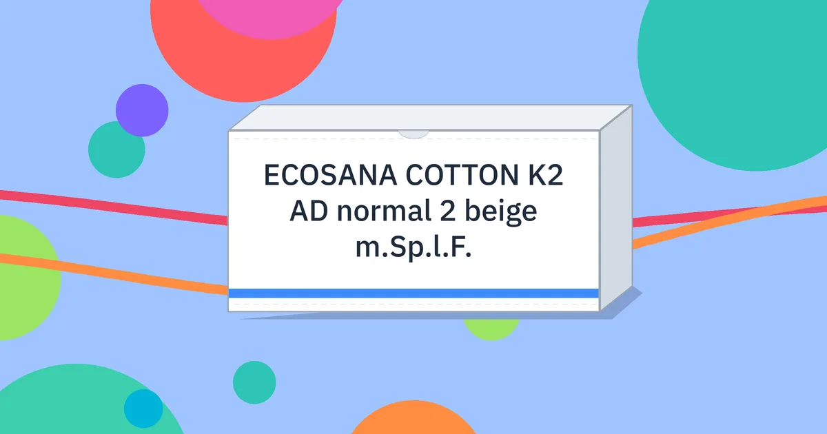 Symbolbild: Packung mit der Aufschrift ECOSANA COTTON K2 AD normal 2 beige m.Sp.l.F. (PZN 16947380) – Verfügbarkeit und Bezug in Apotheken in Frankfurt am Main